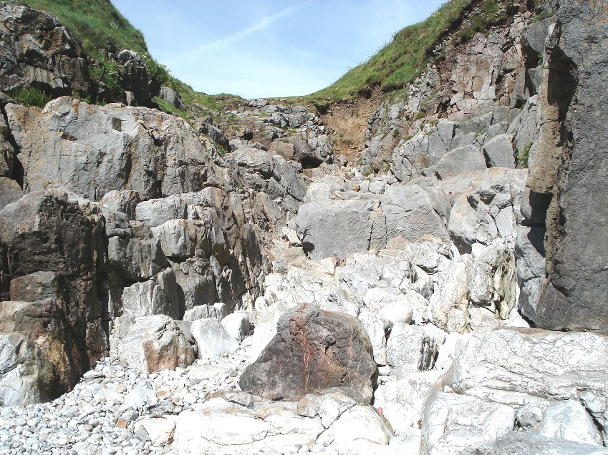 Limestone at the back of the bay – UK Fossil Collecting